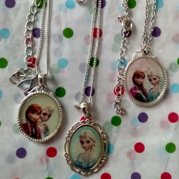 Disney | Jewelry | Disney Frozen 3pc Lotset Silver Elsa Anna Pendant ...